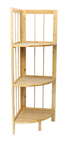 Basic Fundamentals Multifunctional 3-Tier Bamboo Corner Shelf - Bathroom and Kitchen Cabinet Organizer - Home Decor - Coffee Bar and Pantry Organization and Storage - 39" H