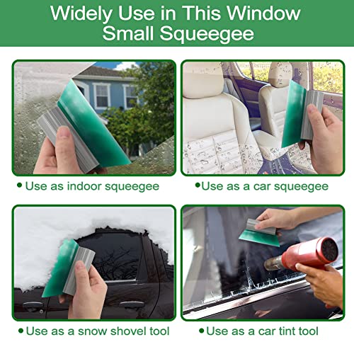 Abnaok Durable Rubber Turbo Squeegee + 1PC Green Refill Rubber Blade Window Tint Vinyl Wraps Household Window Squeegee PPF Paint Protective Film Installation Edge Scraper Water Wiper Scraping Tool