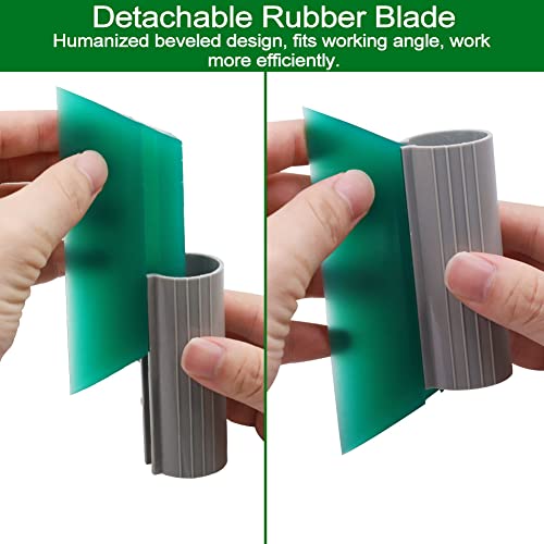 Abnaok Durable Rubber Turbo Squeegee + 1PC Green Refill Rubber Blade Window Tint Vinyl Wraps Household Window Squeegee PPF Paint Protective Film Installation Edge Scraper Water Wiper Scraping Tool