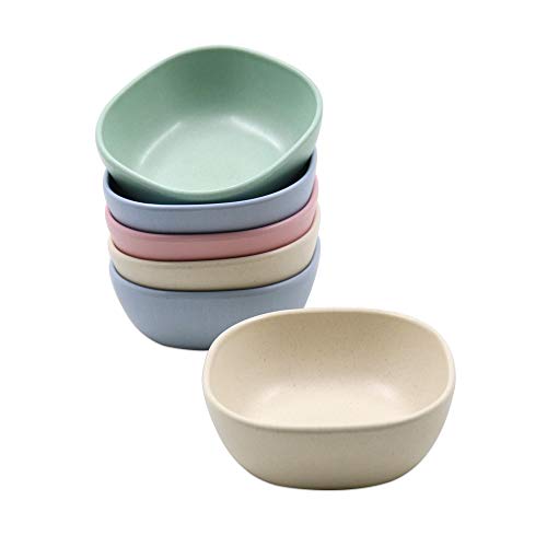 6PCS 4.5 OZ Wheat Straw Small Dessert Bowls, Stacked Pinch Bowls, Bamboo Fiber Mini Prep Bowls, Unbreakable Dipping Saucers for Side Dishes, Seasoning, Snack, Appetizer (Multicolor)