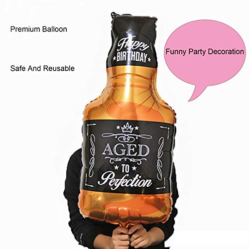 6 Pcs Party Foil Balloons Whiskey Bottle Beer Mug Foil Balloons 34 inch Helium Balloons for Birthday Bridal Shower Bachelorette New Years Eve Festival Celebrations Party Supplies