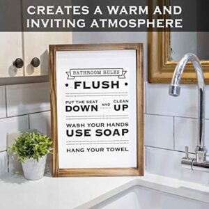 Wood Bathroom Rules Sign Decor Funny 11x16 Inch, Cute Bathroom Sign Decor, Bathroom Rules Wall Art, Funny Bathroom Signs, Bathroom Farmhouse Wall Decor, Toilet Rules Sign for Bathroom