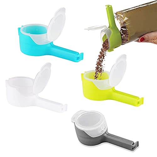 Food Storage Sealing Clips with Pour Spouts,Bag Clips for Food, Kitchen Chip Bag Clips, Plastic Cap Sealer Clips, Great for Kitchen Food Storage and Organization