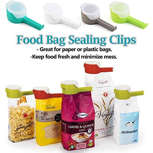 Food Storage Sealing Clips with Pour Spouts,Bag Clips for Food, Kitchen Chip Bag Clips, Plastic Cap Sealer Clips, Great for Kitchen Food Storage and Organization