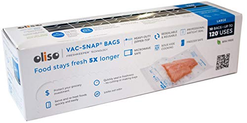 Oliso Pro VAC-SNAP Bags for Oliso Vacuum Sealers (28 Medium 1 Quart Bags, 20 Large 1 Gallon Bags)