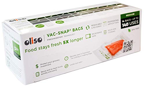 Oliso Pro VAC-SNAP Bags for Oliso Vacuum Sealers (28 Medium 1 Quart Bags, 20 Large 1 Gallon Bags)