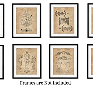 Star Vessels Gifts - Set of 8 Wall Art Prints (8x10) for Men Boys Women Bathroom Bedroom Room Decor Movie Sci Fi Wars Comic-Con Man Cave Garage Retro Reinterpreted Studio Student Decorations