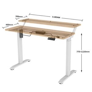 Bookshelf Height-Adjustable Standing Desk with Table Top, Steel Frame Electric Lifting Desk Workstation, Large pc Gaming Desk, Home Office Computer Desk Table with Control Panel