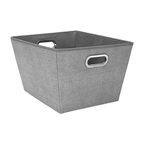 Simplify Large Grommet Bins Heather Grey Soft Storage Collection, Tote