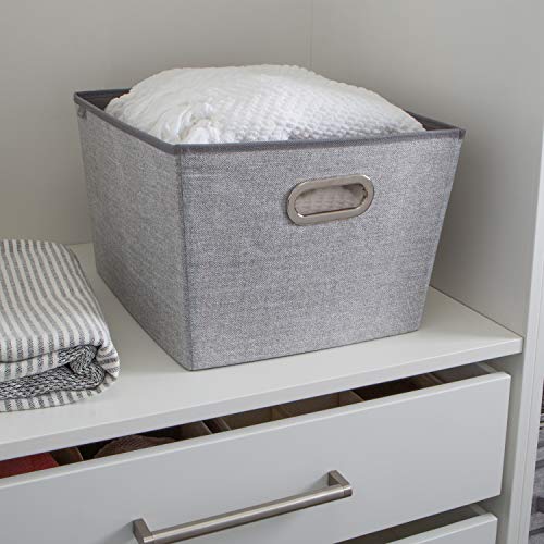 Simplify Large Grommet Bins Heather Grey Soft Storage Collection, Tote