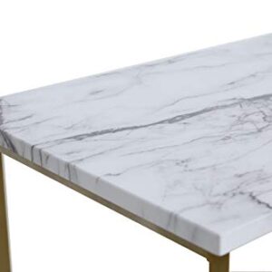 roomfitters Marble Print Top Writing Desks/Workstation for Home Office, Gold Legs, 55.1" W