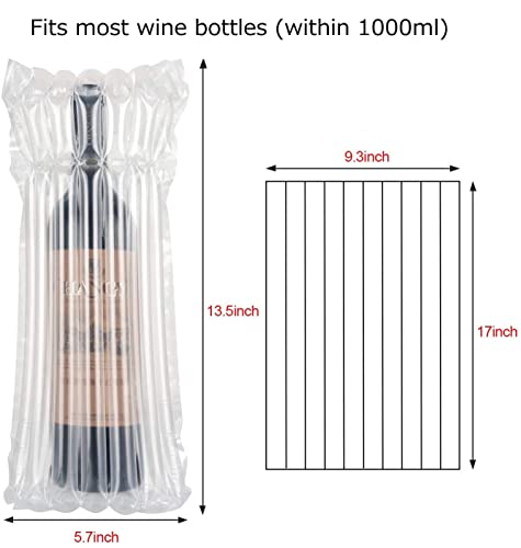 LIVEBAY 50 Packs Wine Bottle Protector, Inflatable Bags for Wine, Glass bottle protection, Inflatable Air Column Cushion Bags with Pump for Safe Transportation of Glass Bottles in Airplane Cushioning