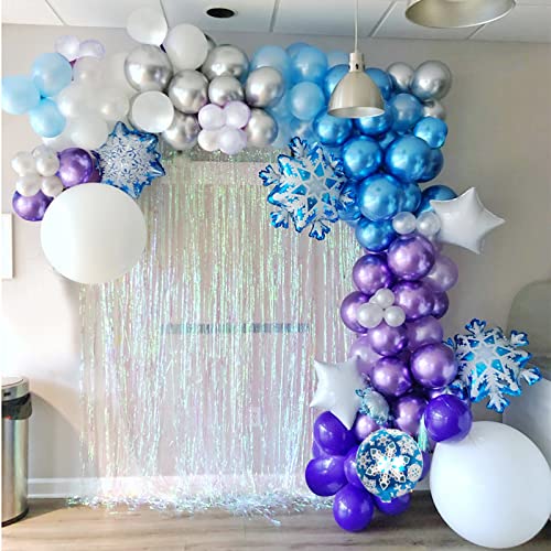 Frozen Balloon Garland Arch Kit - Snowflake balloons for Princess Girl Elsa Baby Shower Frozen Birthday Party Decorations Supplies