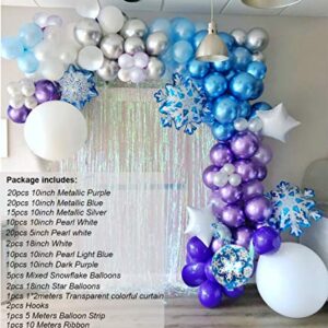 Frozen Balloon Garland Arch Kit - Snowflake balloons for Princess Girl Elsa Baby Shower Frozen Birthday Party Decorations Supplies