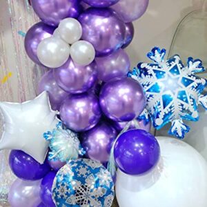 Frozen Balloon Garland Arch Kit - Snowflake balloons for Princess Girl Elsa Baby Shower Frozen Birthday Party Decorations Supplies