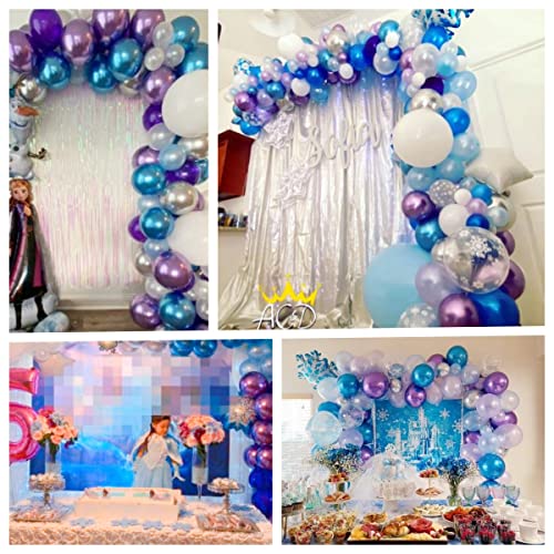 Frozen Balloon Garland Arch Kit - Snowflake balloons for Princess Girl Elsa Baby Shower Frozen Birthday Party Decorations Supplies