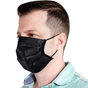 2000PCS Wholesale Bulk Disposable Face Masks, Non Woven Thick 3-Layers Masks Breathable Face Mask for Adults (2000Pcs Black Disposabl Masks)