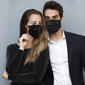 2000PCS Wholesale Bulk Disposable Face Masks, Non Woven Thick 3-Layers Masks Breathable Face Mask for Adults (2000Pcs Black Disposabl Masks)