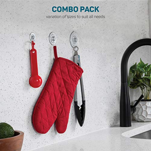 SEWANTA All-Purpose Suction Cup Hooks [10PK Combo Set] Powerful Window Suction Cups with Hooks Use to Hang On Glass, Windows, Doors, Mirrors, Tiles. Set Includes: 2 Large, 4 Medium, 4 Small