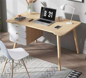 simple computer desk with 2 drawers,wooden study writing desk home,modern style sturdy pc laptop table for home office workstation