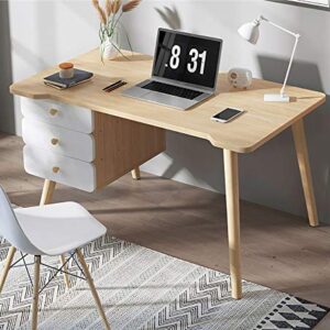 Simple Computer Desk with 2 Drawers,Wooden Study Writing Desk Home,Modern Style Sturdy Pc Laptop Table for Home Office Workstation