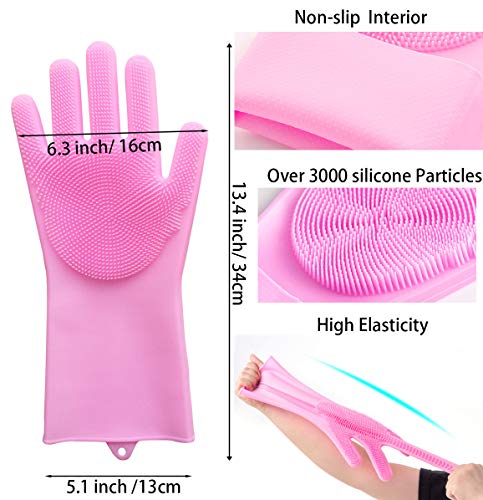 Pet Grooming Gloves for Bathing and Hair Removal, Dogs and Cats Bath Shampoo Brush , Soft and Durable Silicone Scrubber Glove for Pets Shower Like Horse, Dog and Cat