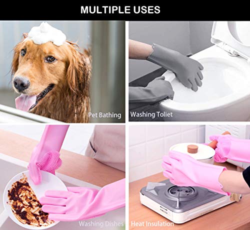 Pet Grooming Gloves for Bathing and Hair Removal, Dogs and Cats Bath Shampoo Brush , Soft and Durable Silicone Scrubber Glove for Pets Shower Like Horse, Dog and Cat