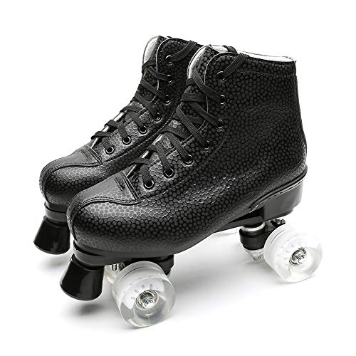 Youth Roller Skates Adults Quad Rink Skate Speed Skate Boots for Indoor/Outdoor Black 40