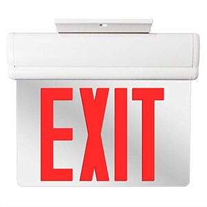 ah lighting edge lit led emergency exit sign red with 3.6v nickel cadmium rechargeable battery backup, 3w max power consumption, ul-94v-0 flame rating, fire resistant thermoplastic abs housing