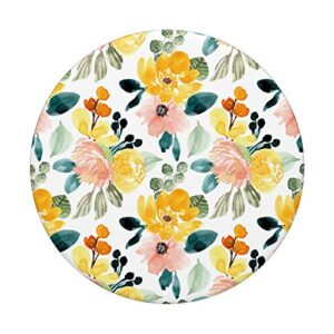 Yellow rose pink floral orange flower design for women girls PopSockets Swappable PopGrip