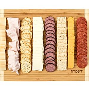 Timberr Large Charcuterie Board Organic Bamboo Cutting Board for Kitchen - Wood Chopping Block, Meat and Cheese Board 18 x 12 Inches