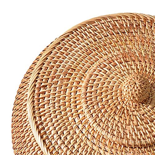 HOOK Rattan Boxes with Lid Hand-Woven Multi-Purpose Wicker Tray with Durable Rattan Fiber Round 11 Inch Diameter Bread basket