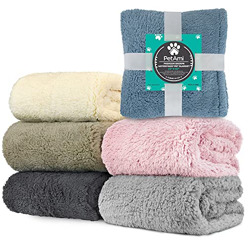 PetAmi Fluffy Waterproof Dog Blanket for Small Medium Dogs, Soft Warm Pet Sherpa Throw Pee Proof Couch Cover, Reversible Cat Puppy Bed Blanket Sofa Protector, Plush Washable Pad (Beige Cream, 29x40)