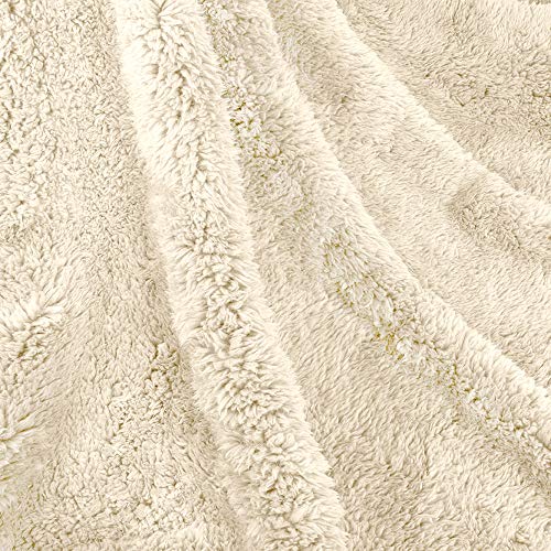 PetAmi Fluffy Waterproof Dog Blanket for Small Medium Dogs, Soft Warm Pet Sherpa Throw Pee Proof Couch Cover, Reversible Cat Puppy Bed Blanket Sofa Protector, Plush Washable Pad (Beige Cream, 29x40)