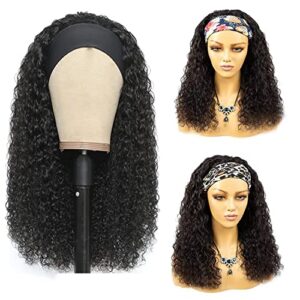 IVCoco Headband Wig Human Hair for Black Women, 180% Density Deep Curly Human Hair Headband Wig, 10A Grade Brazilian Human Hair Machine Made Headband Human Hair Wig(22, Natural Color)