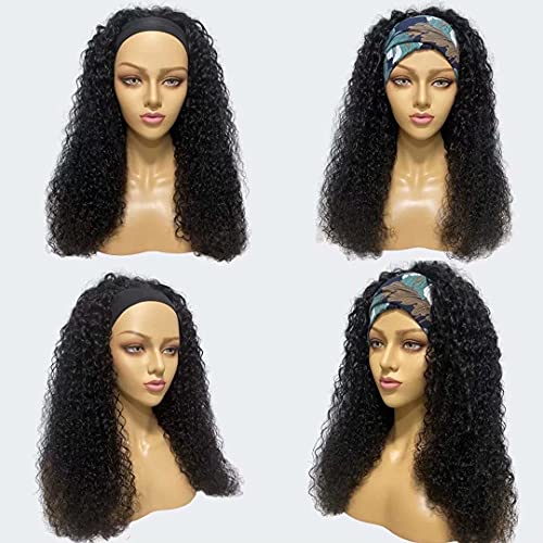 IVCoco Headband Wig Human Hair for Black Women, 180% Density Deep Curly Human Hair Headband Wig, 10A Grade Brazilian Human Hair Machine Made Headband Human Hair Wig(22, Natural Color)