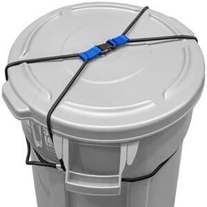 (2 Pack) Encased Trash Can Lock, Bungee Cord Heavy Duty Large Outdoor Garbage Lid Lock (Trash Can NOT Included)