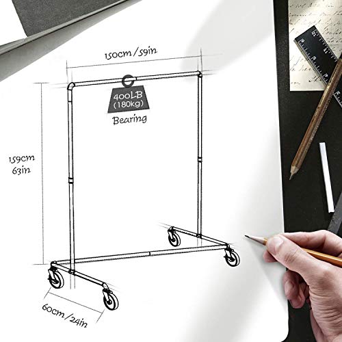 GREENSTELL Z-Base Garment Rack, Industrial Pipe Style Clothes Rack on Wheels with Brakes + Garment Rack with PVC Cover on Wheels, Multifunctional Garment Rack, used for indoor/outdoor