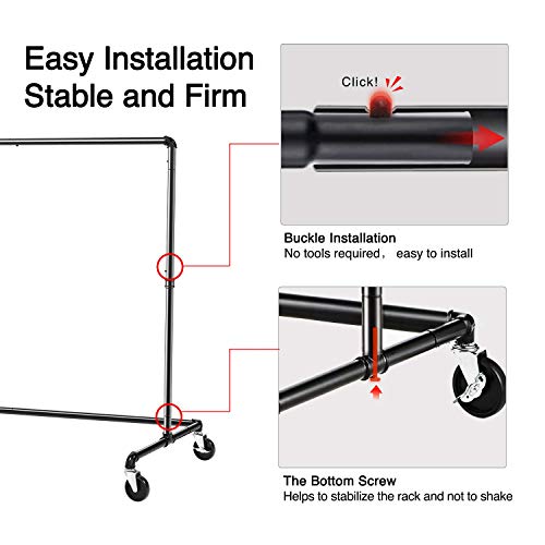 GREENSTELL Z-Base Garment Rack, Industrial Pipe Style Clothes Rack on Wheels with Brakes + Garment Rack with PVC Cover on Wheels, Multifunctional Garment Rack, used for indoor/outdoor