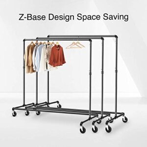 GREENSTELL Z-Base Garment Rack, Industrial Pipe Style Clothes Rack on Wheels with Brakes + Garment Rack with PVC Cover on Wheels, Multifunctional Garment Rack, used for indoor/outdoor