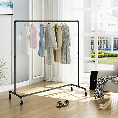 GREENSTELL Z-Base Garment Rack, Industrial Pipe Style Clothes Rack on Wheels with Brakes + Garment Rack with PVC Cover on Wheels, Multifunctional Garment Rack, used for indoor/outdoor