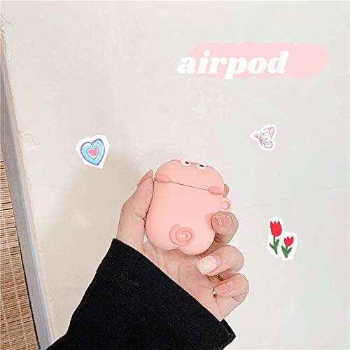 LEWOTE Airpods Silicone Case Funny Cute Cover Compatible for Apple Airpods 1&2[Cute Pet Design][Best Gift for Girls or Couples] (Pink Pig)