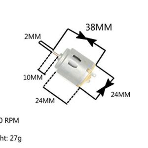 DC Motor Shiping 30Pcs/260 DC Motor 2 mm Diameter of Axle: Axial Length Including The Steps: 8.8 mm Chief: 38 mm