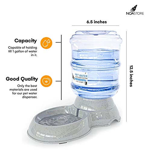 Automatic Replenish Pet Waterer Dispenser and Pet Feeder Station for Dogs, Cats or Small Pets | Small and Big Pets Water Station, Pet Water Bowl | Cat and Dog Gravity Feeder, Waterer Dispenser Station