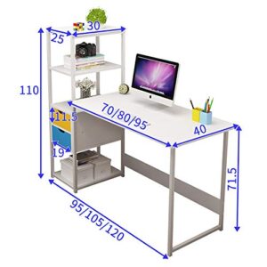 Modern Computer Desk with Bookshelf,Writing Desk with 2 Drawers Corner Tower Shelves Home Office Workstation Desk for Small Space