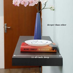 36 Inches Wall Mounted Floating Shelves Set of 2,Espresso Wall Display Ledge Shelf Wide Panel 12 Inches Deep,35.43" L x 11.81" D x 2" T, Deeper Than Others, Espresso