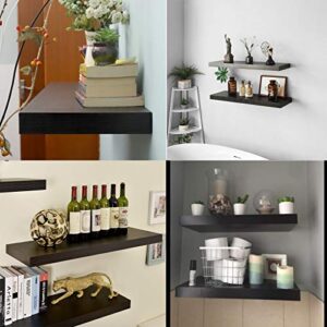 36 Inches Wall Mounted Floating Shelves Set of 2,Espresso Wall Display Ledge Shelf Wide Panel 12 Inches Deep,35.43" L x 11.81" D x 2" T, Deeper Than Others, Espresso