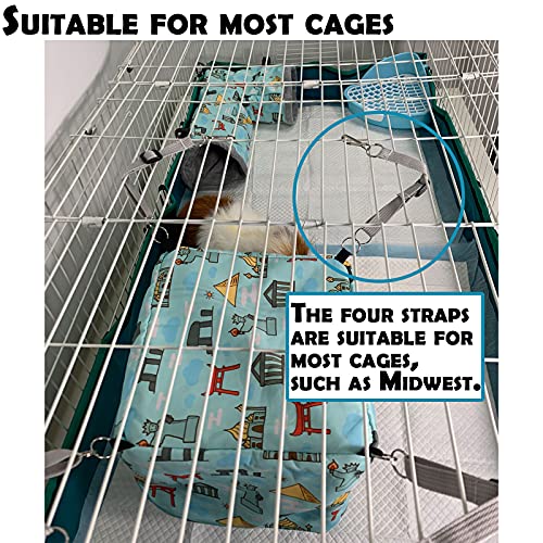 Ferret Hammock Set for cage Cage Accessories 3 Style,Double Hammock or Square House and Tunnel Bed for Guinea Pig (Teal)