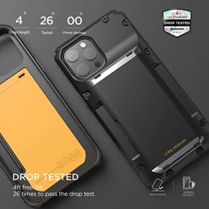 VRS DESIGN Damda Glide Pro Compatible for iPhone 12 Pro Max Case, with [4 Cards] Premium Sturdy [Semi Auto] Credit Card Holder Slot Wallet for iPhone 12 Pro Max 6.7 inch(2020) Black