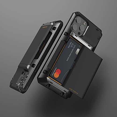 VRS DESIGN Damda Glide Pro Compatible for iPhone 12 Pro Max Case, with [4 Cards] Premium Sturdy [Semi Auto] Credit Card Holder Slot Wallet for iPhone 12 Pro Max 6.7 inch(2020) Black